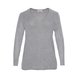 sheego Große Größen: Pullover mit Rollkanten an allen Abschlüssen, grau meliert, Gr.52/54