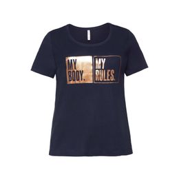 sheego Große Größen: T-Shirt mit Statement-Foliendruck, marine, Gr.44/46
