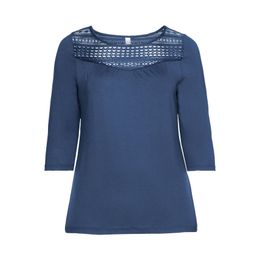 sheego Große Größen: Shirt mit Spitzeneinsatz, rauchblau, Gr.44/46