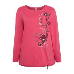 sheego Große Größen: Sweatshirt mit Stickerei, flamingo, Gr.56/58