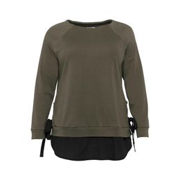 sheego Große Größen: Sweatshirt mit Ösen und Schnürung, dunkelkhaki, Gr.48/50