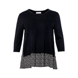 sheego Große Größen: 2-in-1-Pullover mit Bluseneinsatz und 3/4-Ärmeln, schwarz, Gr.44/46