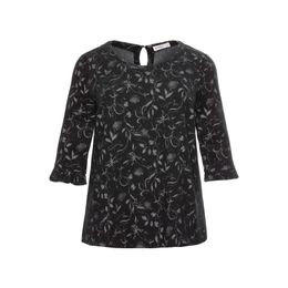 sheego Große Größen: Jacquard-Shirt in floralem Design, schwarz gemustert, Gr.56/58