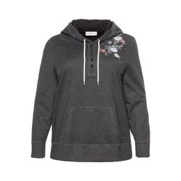 sheego Große Größen: Sweatshirt mit Stickerei, anthrazit, Gr.56/58