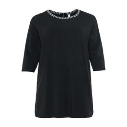 sheego Große Größen: Longshirt mit 3/4-Arm und Rundhalsausschnitt, schwarz, Gr.48/50