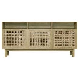 Miliboo Sideboard aus hellem Holz und Rattangeflecht L160 cm GALINA