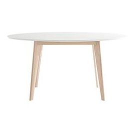 Miliboo Tisch oval 150 cm Weiß und helles Holz LEENA