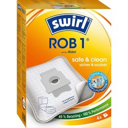 Swirl Staubsaugerbeutel ROB 1®, für iRobot Clean Base Automatische Absaugstation, 4er-Pack, weiß