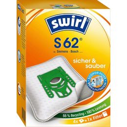 Swirl Staubsaugerbeutel S 62, passend für Siemens, Bosch, 4er- Pack, weiß