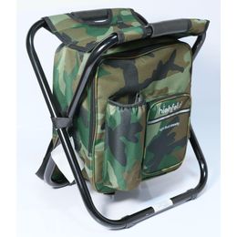 Camping Stuhl Hocker mit Rucksack camouflage Kühltasche