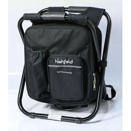 highfeld® Camping Stuhl Hocker mit Rucksack black Kühltasche