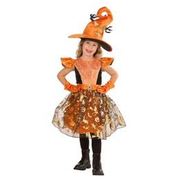buttinette Kinder-Kleid "Hexe", orange/schwarz