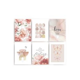 homestyle-accessoires Poster Bilderset HOME IS A FEELING 6er SET DIN A4 ODER DIN A3 Prints