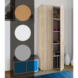 Vcm Holz Schrank Ma&szlig;e B. 70 x H. 178 x T. 40 cm 5 F&auml;cher Allzweckschrank Schuhschrank mit zwei Drehtt&uuml;ren &ndash; Vandol