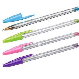 BIC Kugelschreiber Cristal Fun transparent Schreibfarbe farbsortiert, 4 St.