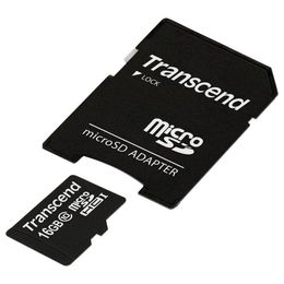 Transcend microSDHC Karte 16GB Class 10 UHS-I mit Speicherkarte (inkl. SD-Adapter)