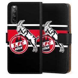 DeinDesign Handyhülle 1. FC Köln Offizielles Lizenzprodukt Colour Stripes 1.FC, Sony Xperia 10 IV Hülle Handy Flip Case Wallet Cover Handytasche Leder