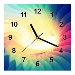 Primedeco Wanduhr Glasuhr Wanduhr Wandkunst Größe 30 x 30 cm mit Motiv Digitaler Hintergrund, Ziffernblatt: Modern