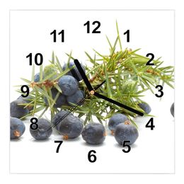Primedeco Wanduhr Glasuhr Wanduhr Wandkunst Größe 30 x 30 cm mit Motiv Beeren und Zweige, Ziffernblatt: Modern