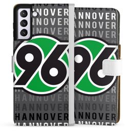 DeinDesign Handyhülle Offizielles Lizenzprodukt Hannover 96 - H96, Samsung Galaxy S21+ 5G Hülle Handy Flip Case Wallet Cover, weiß