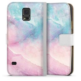 DeinDesign Handyhülle Marmor Abdruck Pastell Iridescent Marble, Samsung Galaxy S5 Neo Hülle Handy Flip Case Wallet Cover, weiß