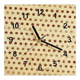 Primedeco Wanduhr Glasuhr Wanduhr Wandkunst Größe 30 x 30 cm mit Motiv Bunte Punkte, Ziffernblatt: Modern