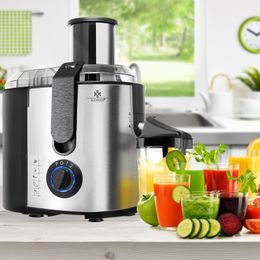 Kesser® Entsafter für Obst und Gemüse aus Edelstahl 1100W große 85 mm Einfüllöffnung inkl. Reinigungsbürste und Saftbehälter 3 Geschwindigkeitsstufen, Saftpresse Juicer