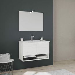 KIAMAMI VALENTINA - Wandhängender Badezimmerschrank Mit Weissen Türen 80 Cm Venezia