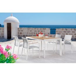 Garten-Essgruppe Best "Paros" Sitzmöbel-Sets weiß (weiß, natur) Outdoor Möbel