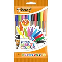 BIC Kugelschreiber CRISTAL MULTICO transparent Schreibfarbe farbsortiert, 10 St.