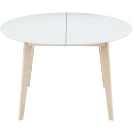 Miliboo Design-Esstisch rund ausziehbar Weiß und Holz L120-150 leena - Weiß