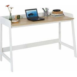 FWT41-WN Schreibtisch Tisch Computertisch Bürotisch weiß/natur bht ca.: 125x80x51cm - sobuy