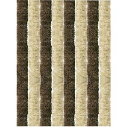 Flauschvorhang 90x220cm ( Beige-Braun ), perfekter Insekten- und Sichtschutz für Ihre Balkon- und Terrassentür, viele Farben - Unistreifen beige