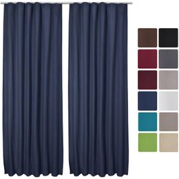 2er Set Beautissu Kräuselband Vorhang Amelie Luna thermo 140x245cm Blau