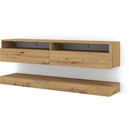 TV-Schrank duo 160 cm hängend + plattform handwerks-eiche