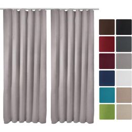 Beautissu 2er Set Kräuselband Amelie Nora blackout 140x245cm Grau