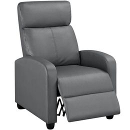 Relaxsessel Liegesessel mit Verstellbarer Beinablage Fernsehsessel Ruhesessel tv Sessel 160° neigbar, Grau - Yaheetech