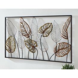Dekoleidenschaft - 3D Wandbild Blätter aus Metall, 99x56 cm, Metallbild, Wanddeko, Wandschmuck