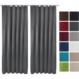 Beautissu 2er Set Kräuselband Amelie Nora blackout 140x245cm Anthrazit