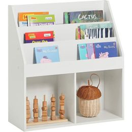 sobuy KMB01-W Kinderregal mit 3 Ablagefächern und 2 offenen Fächern Zeitungsständer Aufbewahrungsregal Bücherregal für Kinder weiß bht ca.: 73x80x30cm