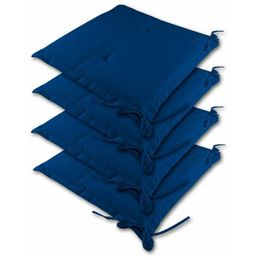 Detex - 4er Set Stuhlauflage Auflage Sydney Stuhlauflage Sitzauflage Sitzkissen Gartenstuhl blau
