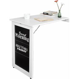 sobuy - FWT20-W Wandtisch in weiß mit Tafel Klapptisch Esstisch Küchentisch Memoboard bht: 50x76x75cm