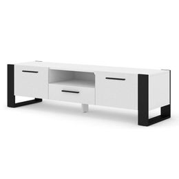 Bim Furniture - TV-Schrank nuka 160 cm im industriellen stil weiß matt / schwarz matt