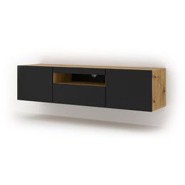 Bim Furniture - TV-Schrank aura 150 cm hängend oder stehend handwerks-eiche / schwarz matt