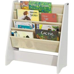 FRG225-W Kinder-Bücherregal Hängefächerregal Zeitungsständer mit 4 Ablagefächern Büchergestell bht ca: 62x71x29cm - sobuy