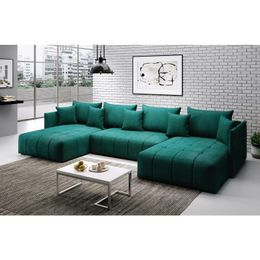 Furnix - U-Form-Sofa asvil Wohnzimmersofa mit Schlaffunktion und Bettkasten MH37