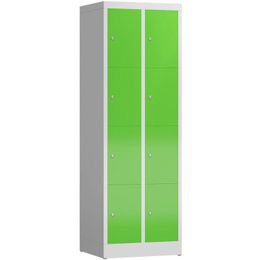 Steelboxx - Schließfachschrank Fächerschrank 8 Fächer Spind 180x60x50cm lichtgrau/gelbgrün - grün
