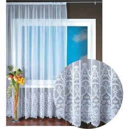 Arsvita - Gardine Jacquard Universalband Spitzenoptik Vorhang Blumenmuster weiß, Auswahl: 500 x 245 cm, Design: Felicitas - Weiß