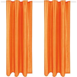 Blickdichter Dekoscha ( 140x245cm / Orange )l mit Universalband / Kräuselband im 2er Pack, Fertiggardine Alessia in vielen Größen und Farben - Orange