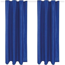 Blickdichter Dekoschal ( 140x175cm / Blau ) mit Universalband / Kräuselband im 2er Pack, Fertiggardine Alessia in vielen Größen und Farben - Blau